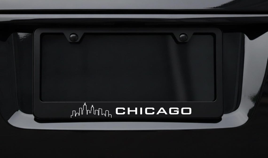 Chicago Skyline Logo License Plate Frame Premium Black Metal - Etsy