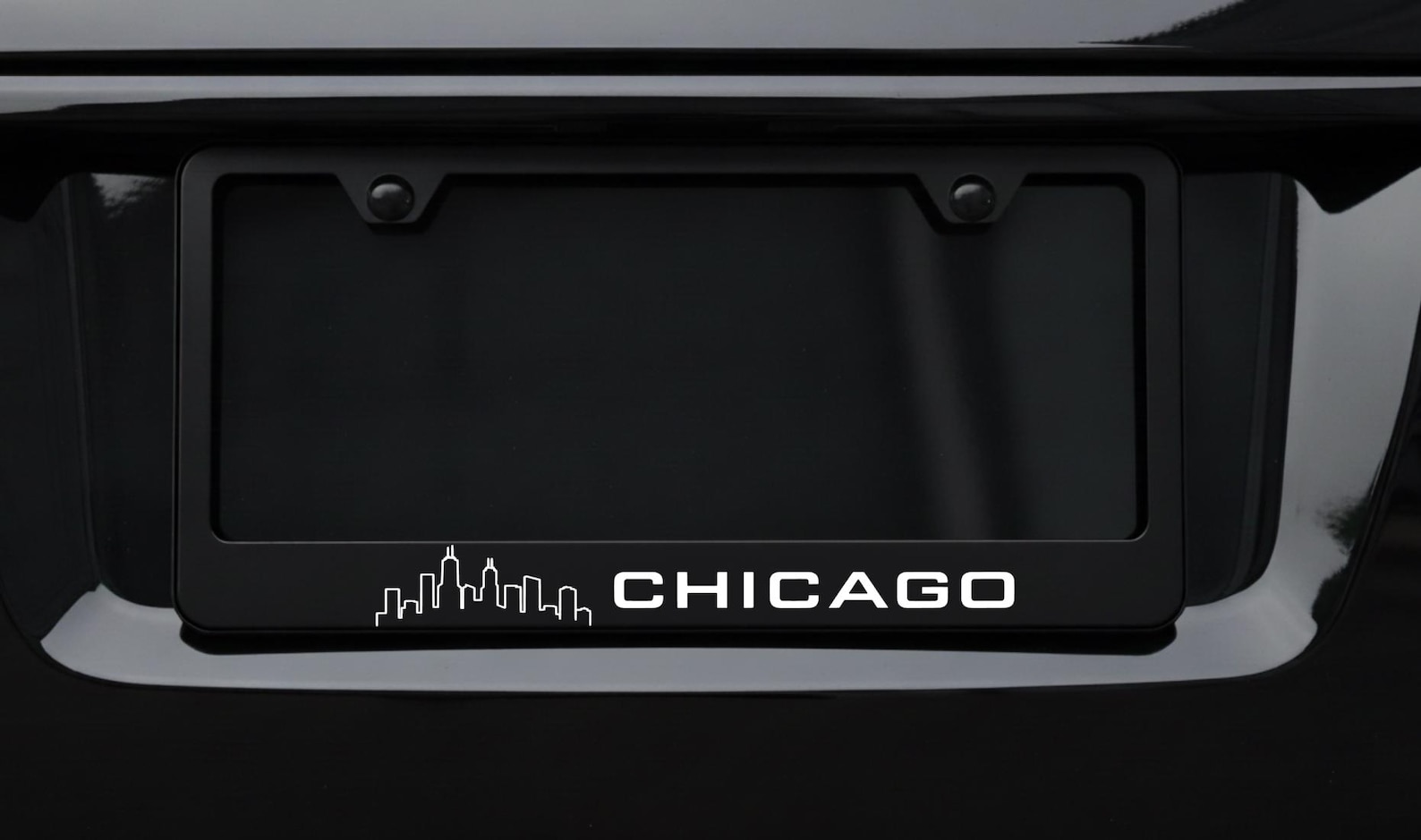 Chicago Skyline Logo License Plate Frame Premium Black Metal - Etsy