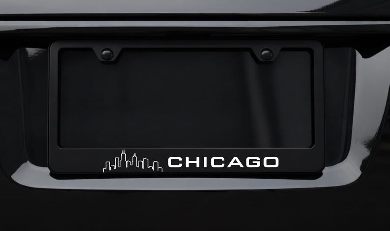 Chicago Skyline Logo License Plate Frame Premium Black Metal - Etsy
