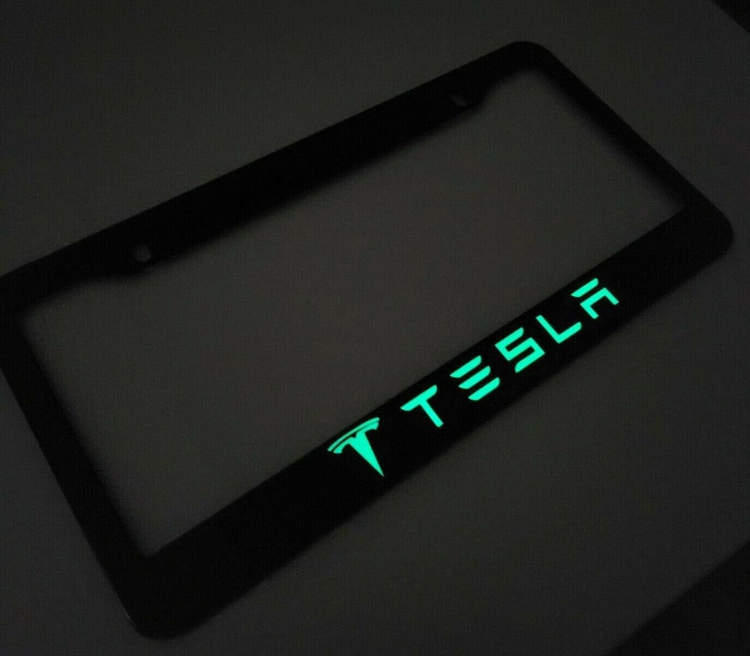 Glowing Tesla Logo Stainless Steel License Plate Frame Holder Rust Free ...