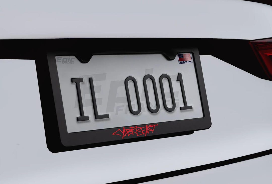 Red Cyberbeast Version / Cybertruck Premium Black Metal License Plate ...