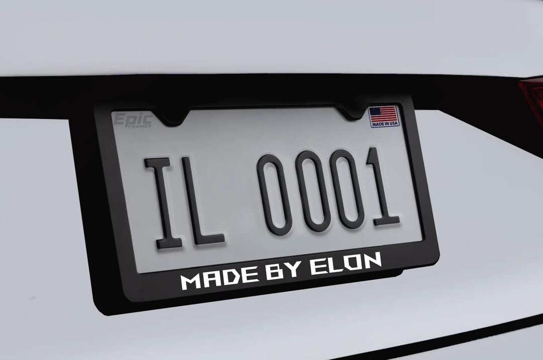 Made by Elon Tesla License Plate Frame Black Metal Fits All Model Y ...