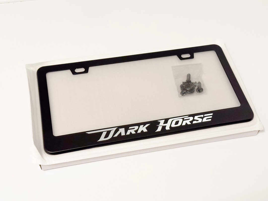 2024 Mustang Dark Horse REFLECTIVE WHITE on Black Metal License Plate ...
