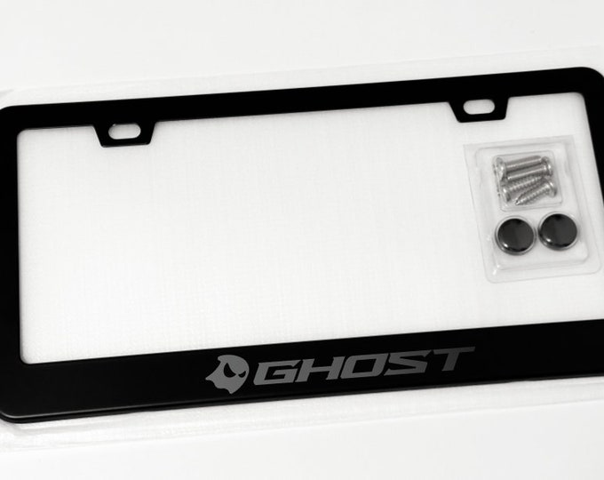 Black on Black Ghost Black Metal License Plate Frame Holder Street ...