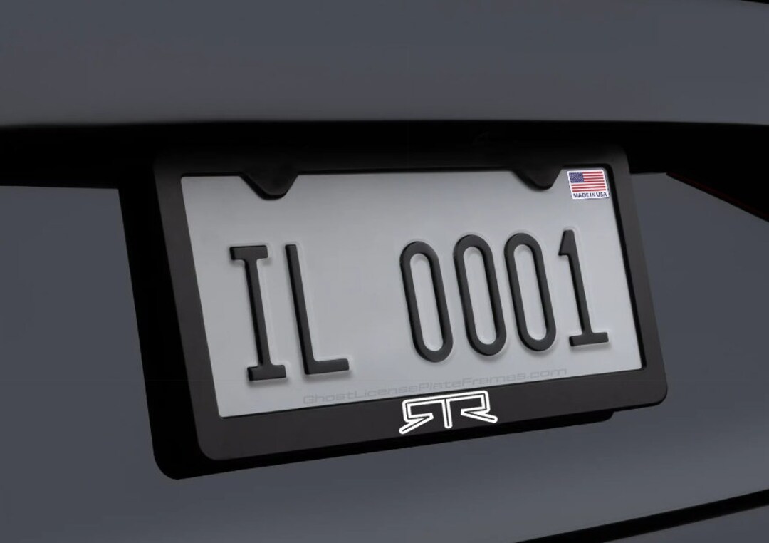 Reflective RTR Wheels License Plate Frame Black Premium Metal - Etsy