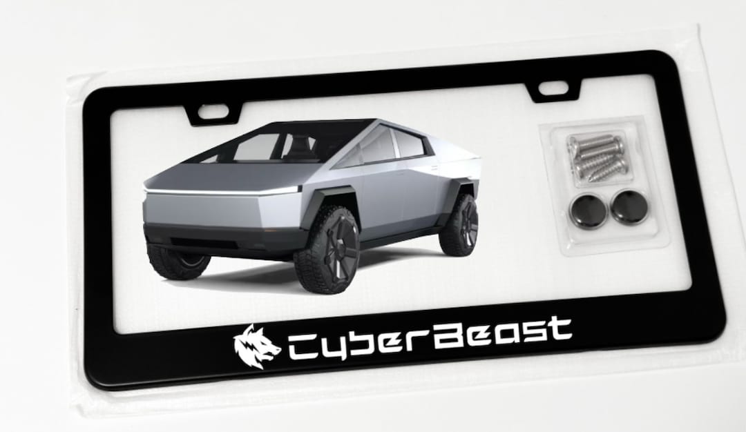 Reflective Cyberbeast Tesla Cybertruck Logo Stainless Steel License ...