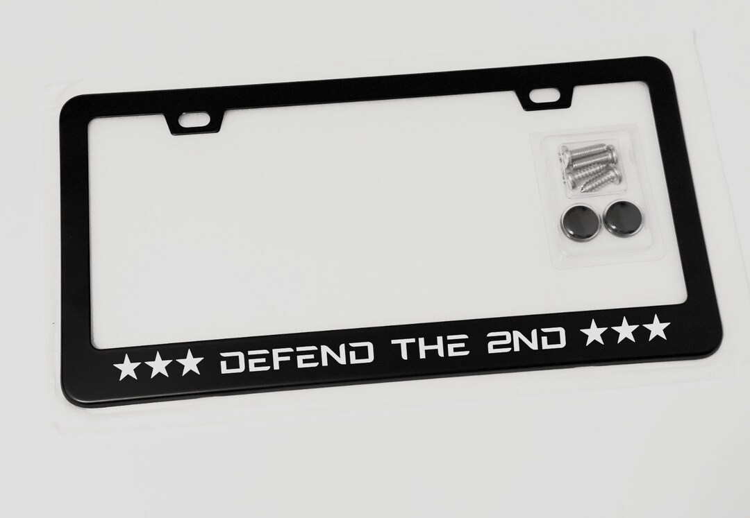 Glowing Defend the 2nd Amendment Black Metal License Plate Frame Holder ...