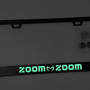 Glowing Zoom Zoom Mazda M Logo Black Metal License Plate Frame W Screws ...