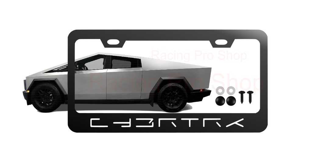 Cybrtrk Tesla Cybertruck EV Black Metal License Plate Frame With Screws ...