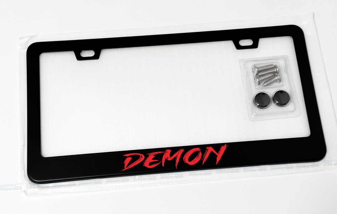 Red DEMON License Plate Frame Premium Black Metal - Etsy