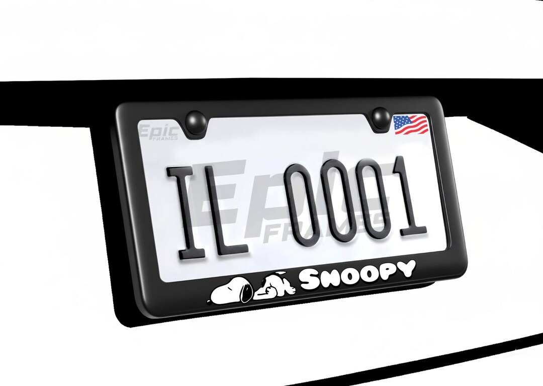 SNOOPY Sleeping License Plate Frame Premium Black Metal USA MADE - Etsy