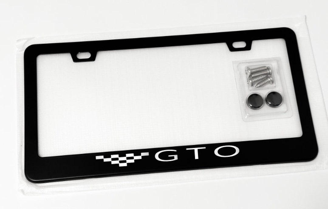 Reflective GTO Pontiac Racing Black Metal License Plate Frame W/ Screws ...