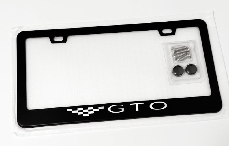 Reflective GTO Pontiac Racing Black Metal License Plate Frame W/ Screws ...