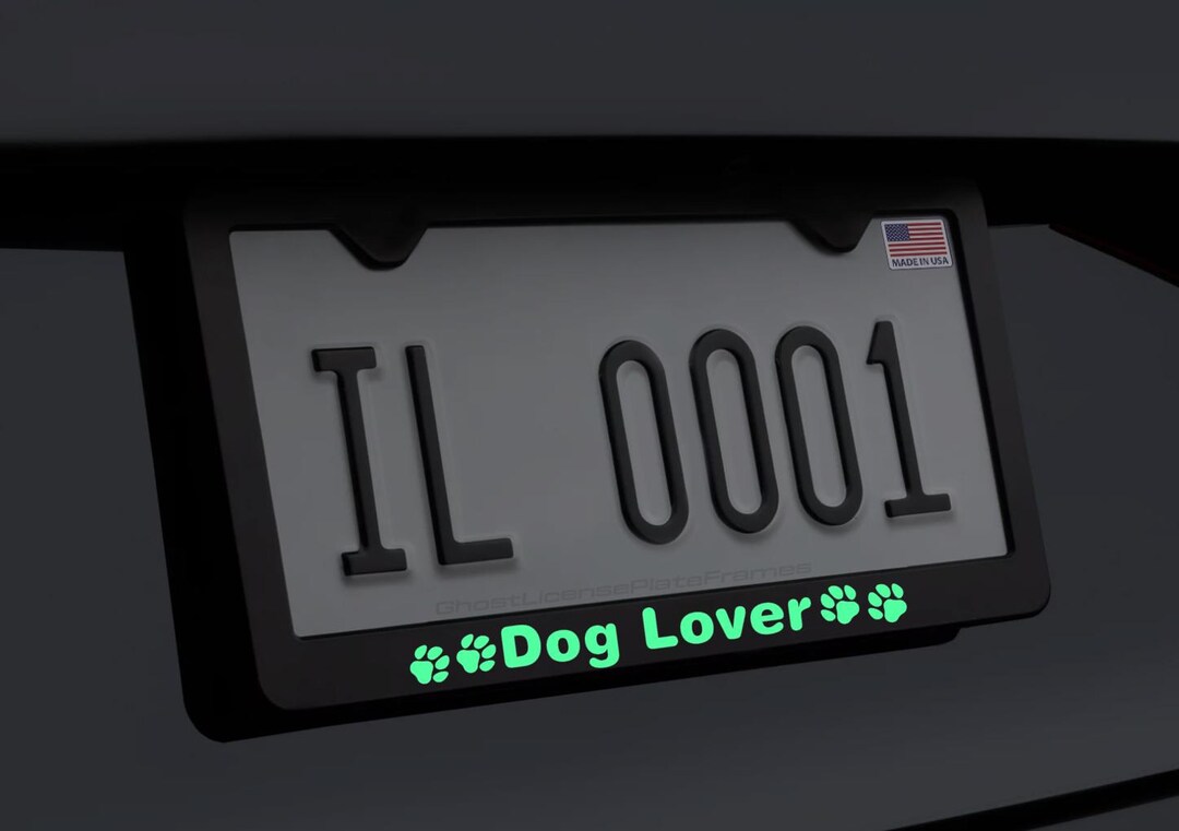 Glowing Dog / Pet Lover License Plate Frame Black Metal High Quality ...