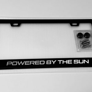 Reflective Tesla Powered by the Sun License Plate Frame Holder Rust ...