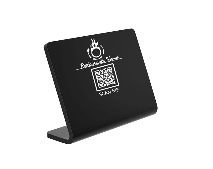Engraved QR Code Plaque to Place on Table Logo, Table Number ...