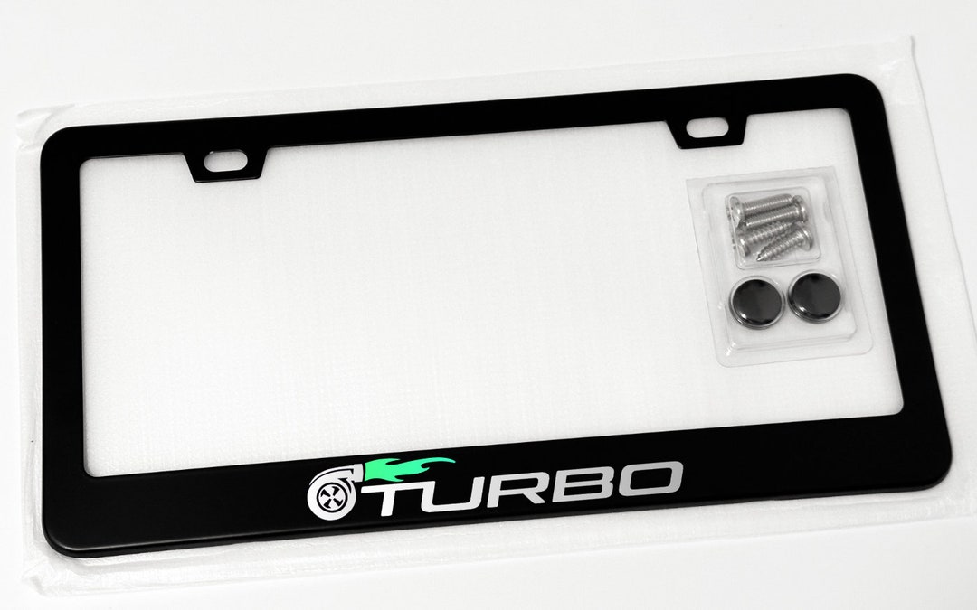 Boosted TURBO Charged License Plate Frame Black Stainless Steel Green ...