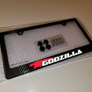 Reflective Godzilla GTR 100% Carbon Fiber License Plate Frame Premium ...