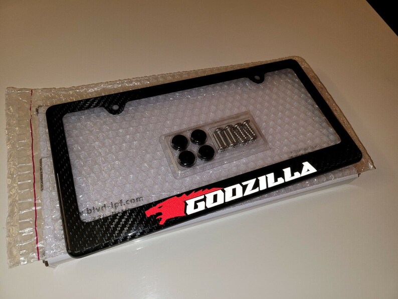 Reflective Godzilla GTR 100% Carbon Fiber License Plate Frame Premium ...