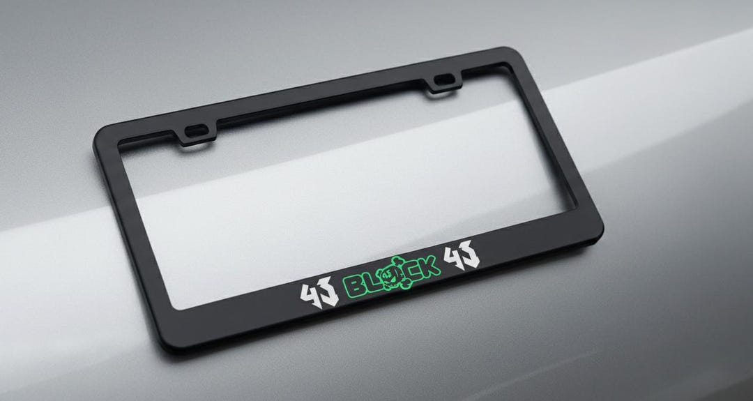 Ken Block 43 Racing Black Premium Metal License Plate Frame White ...