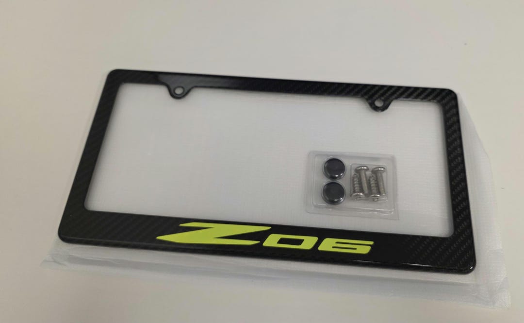 Accelerate Yellow Corvette Z06 C8 Black 100% Carbon Fiber License Plate ...