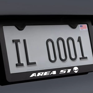 Glowing Area 51 Alien UFO License Plate Frame Premium Stainless Steel ...