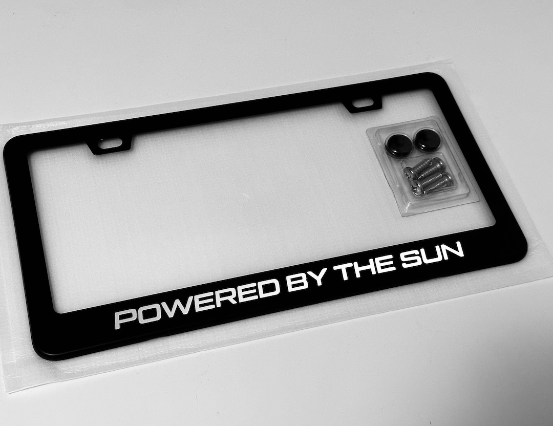 Reflective Tesla Powered by the Sun License Plate Frame Holder Rust ...