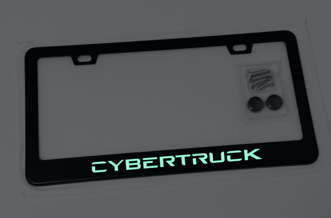 Glowing Tesla Cybertruck Logo Stainless Steel License Plate Frame ...