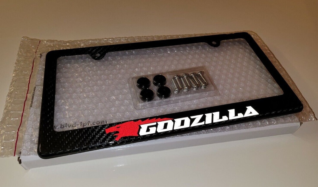 Reflective Godzilla GTR 100% Carbon Fiber License Plate Frame Premium ...