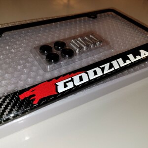 Reflective Godzilla GTR 100% Carbon Fiber License Plate Frame Premium ...