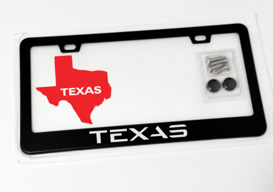 Reflective TEXAS / TEXAN State Pride License Plate Frame Premium Black ...