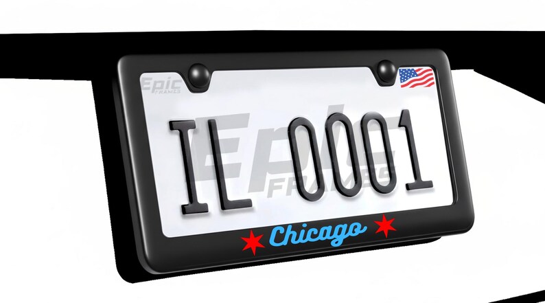 Chicago License Plate Frame Premium Black Metal - Etsy UK