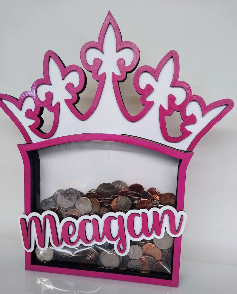 Princess Tiara Girls Bank | Tiara SVG | Tiara Birthday Gift | Letter ...