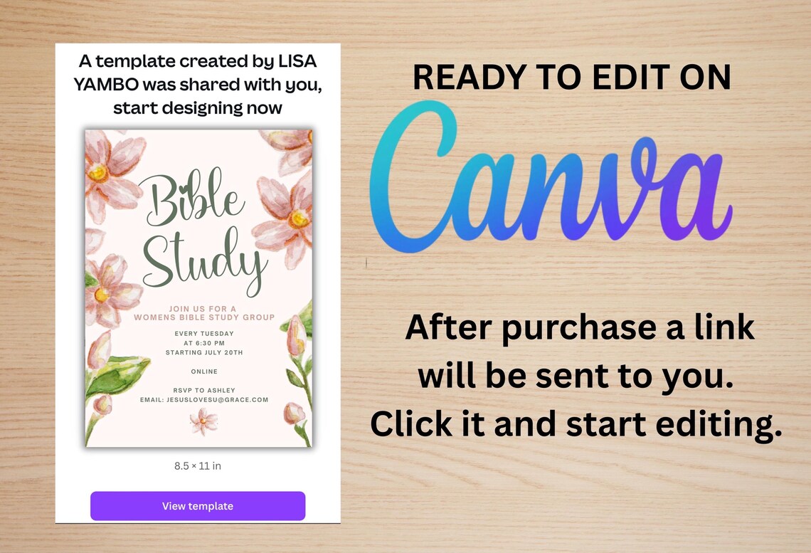 Bible Study Invitation Editable Template, Ready to Edit, Women’s Bible ...