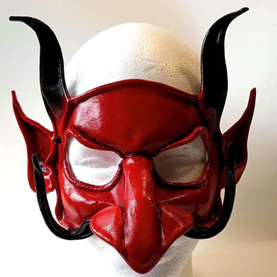 Devil Mask Salvadore Dali Inspired Mustache Red Demon Masquerade - Etsy