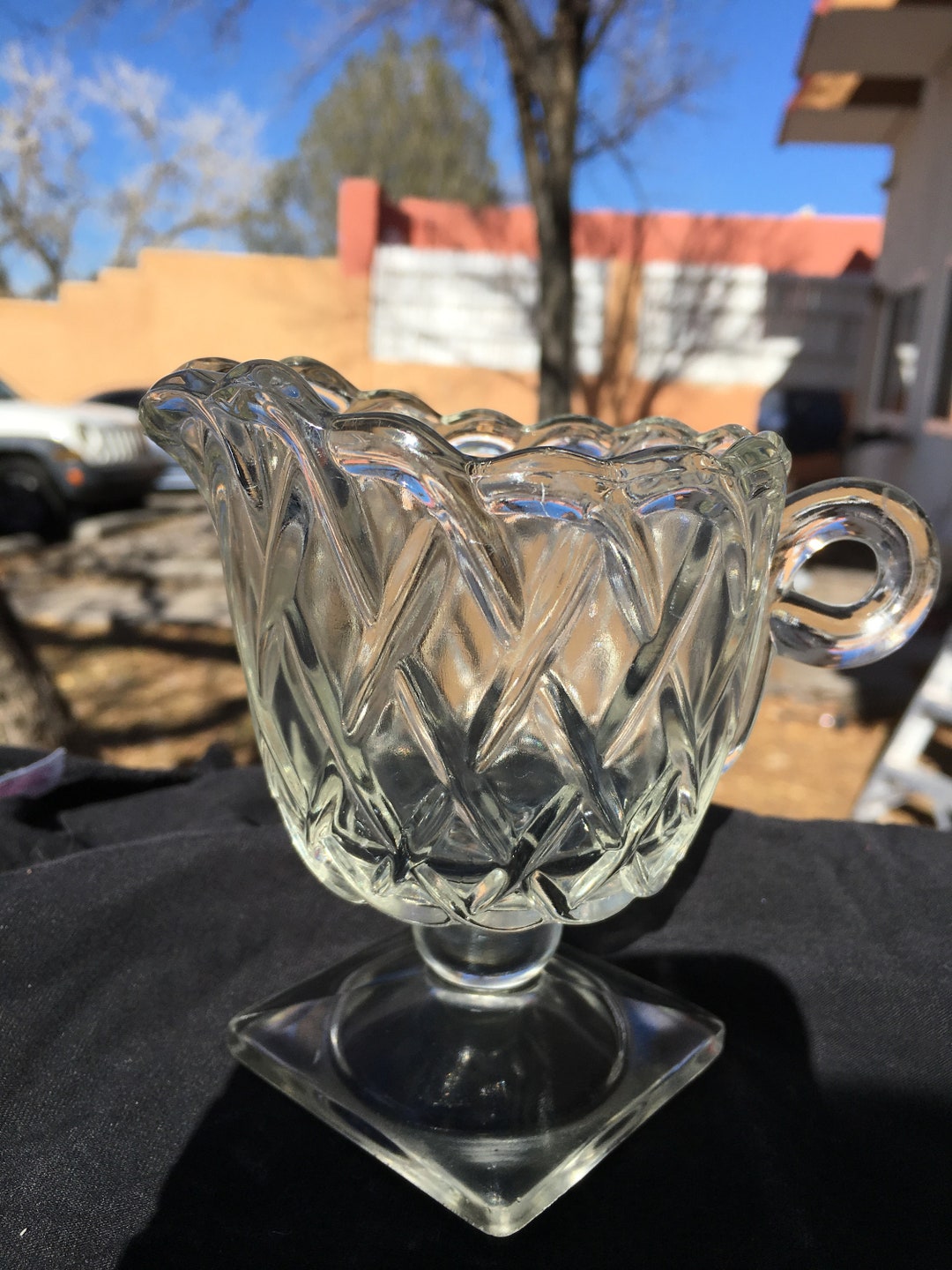 Crystal Diamond Pattern Indiana Glass Pretzel Creamer in Crystal - Etsy