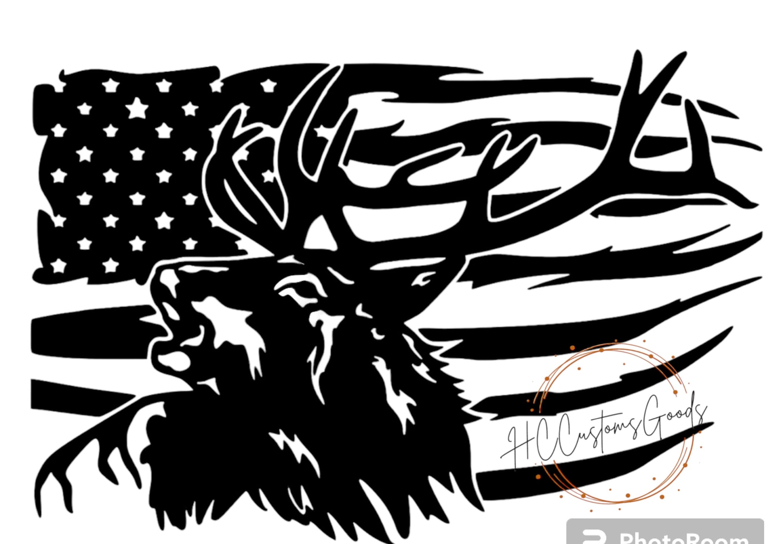 Elk Flag American Flag Decal Elk Hunting Flag Decal Truck Decal Window ...