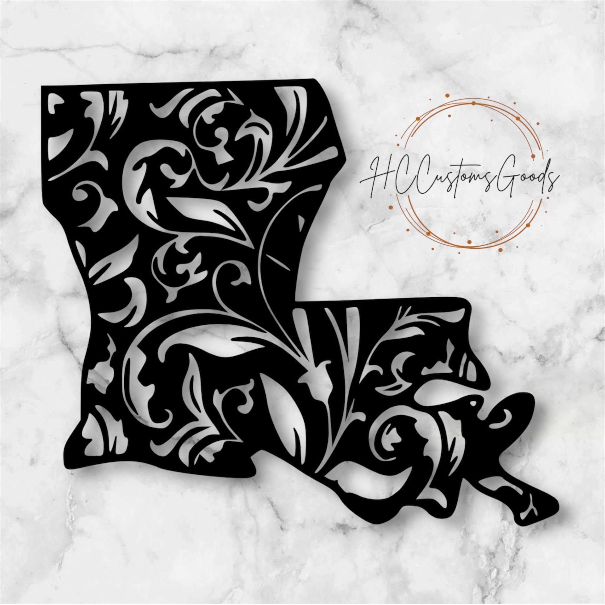 Tooled Leather Louisiana State Decal | Permanent Vinyl Window Sticker ...