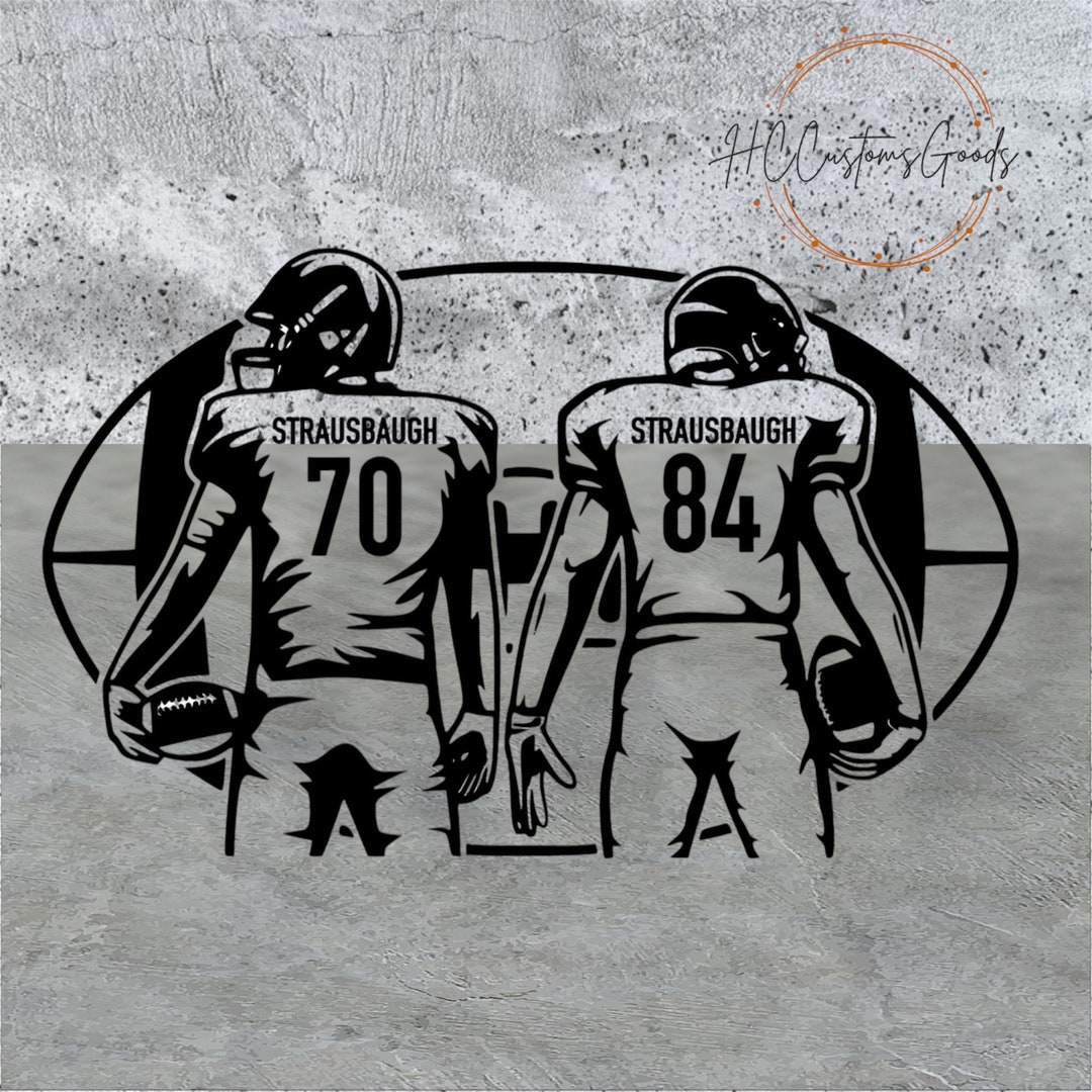 Personalized Name | Two Football Players Decal | Football Name Decal ...