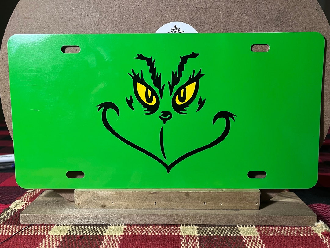 Grinch License Plate Grinch Face Merry Grinchmas Mean One Face Custom ...
