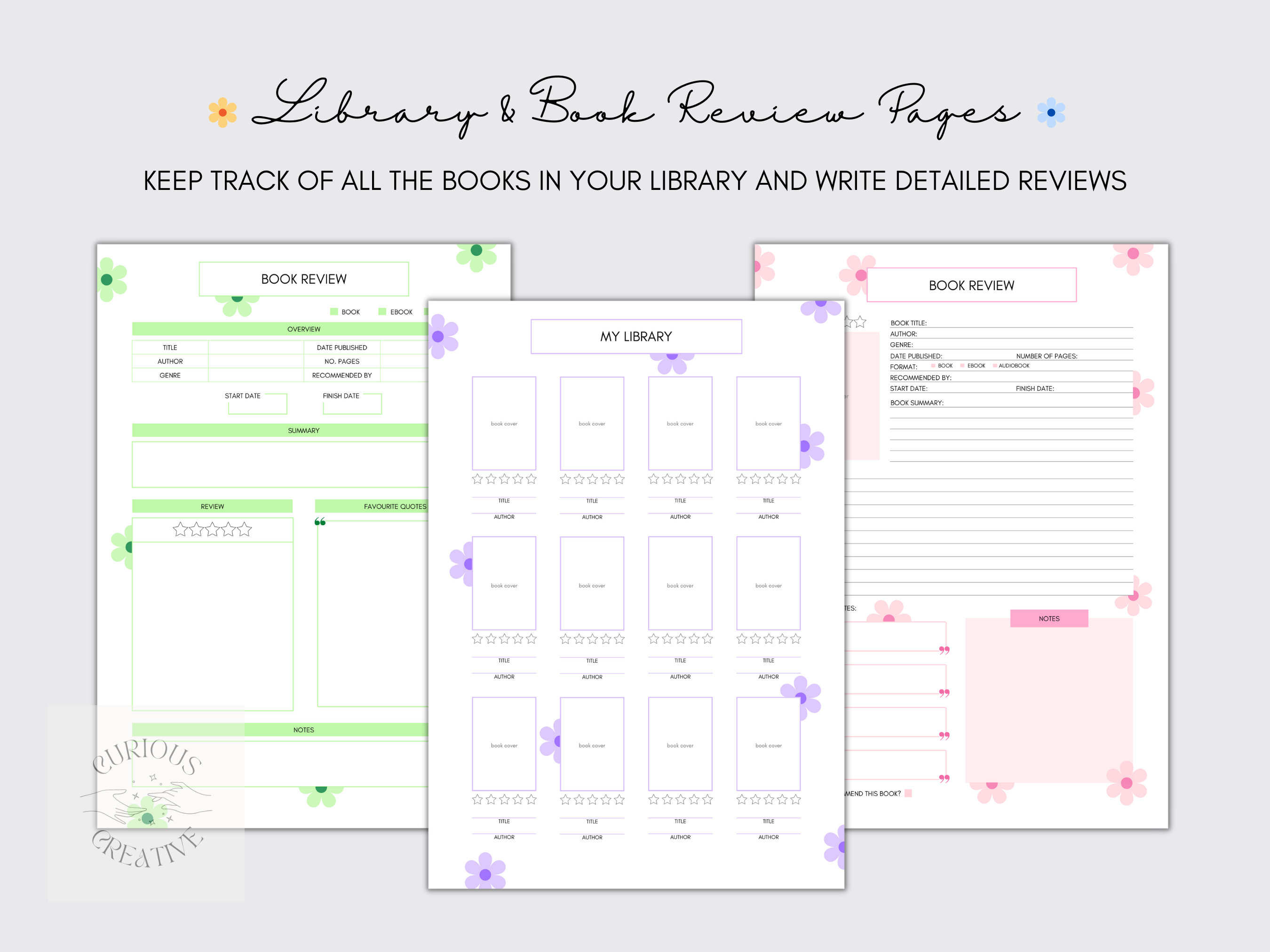 Flower Power Printable Reading Journal, Reading Planner, Book Journal ...