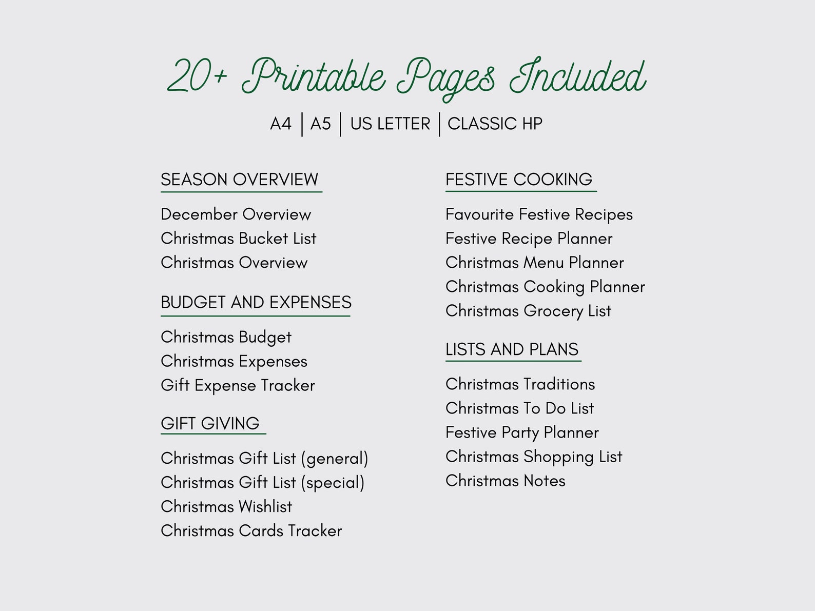 Christmas Planner Printable, Holiday Planner, Christmas Gift List, Xmas ...
