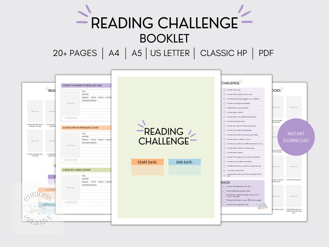 Reading Challenge Printable | Reading Tracker | Book Tracker | Book ...