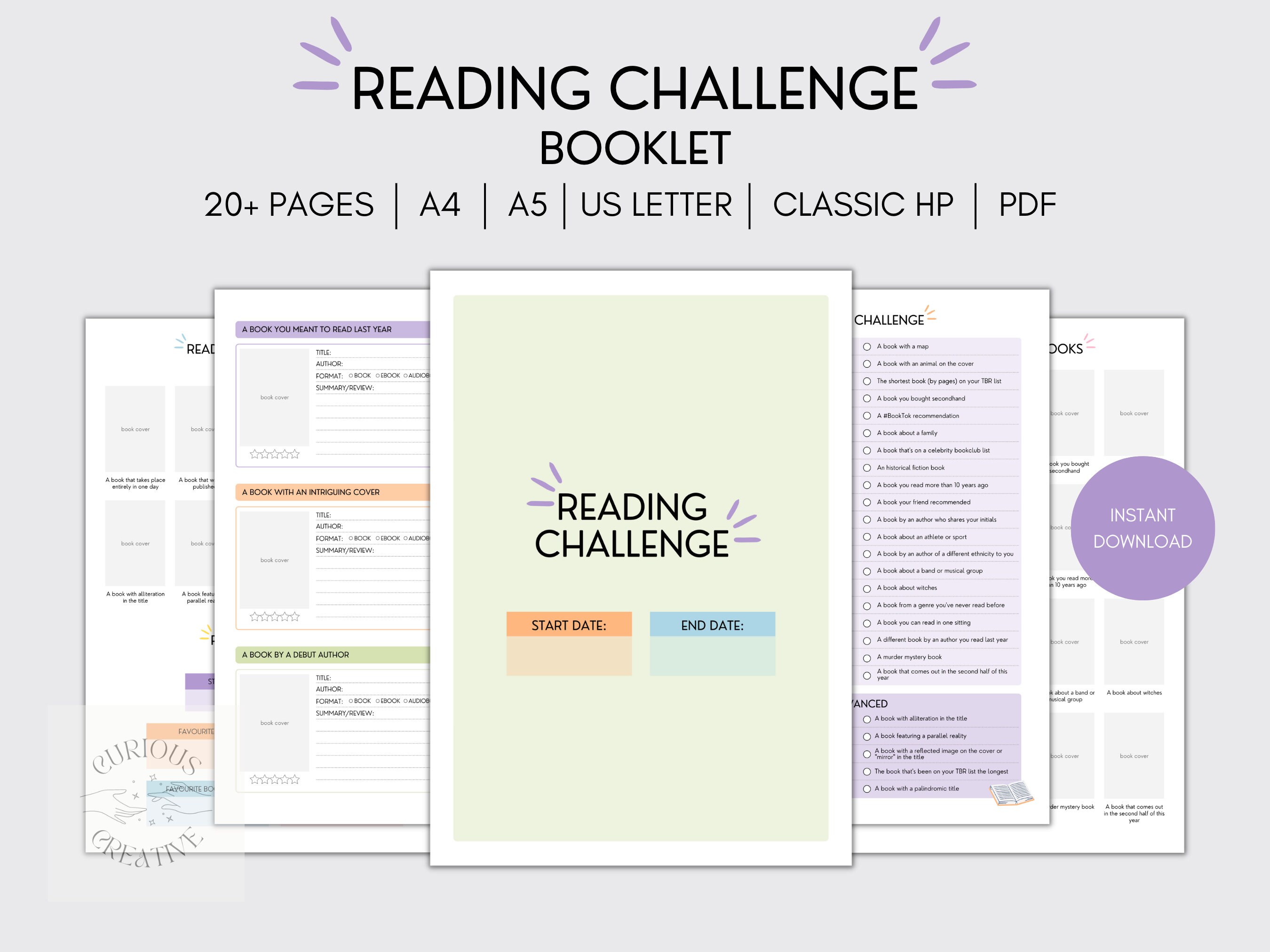 Reading Challenge Printable | Reading Tracker | Book Tracker | Book ...