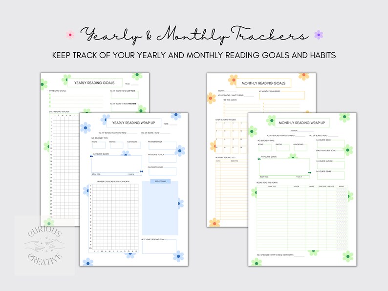 Flower Power Printable Reading Journal, Reading Planner, Book Journal ...