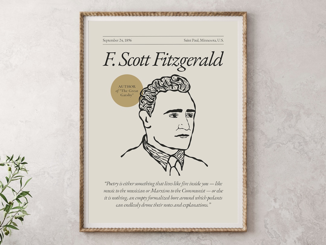 F. Scott Fitzgerald Poster (authors Series), Writer Aesthetic Wall Art ...
