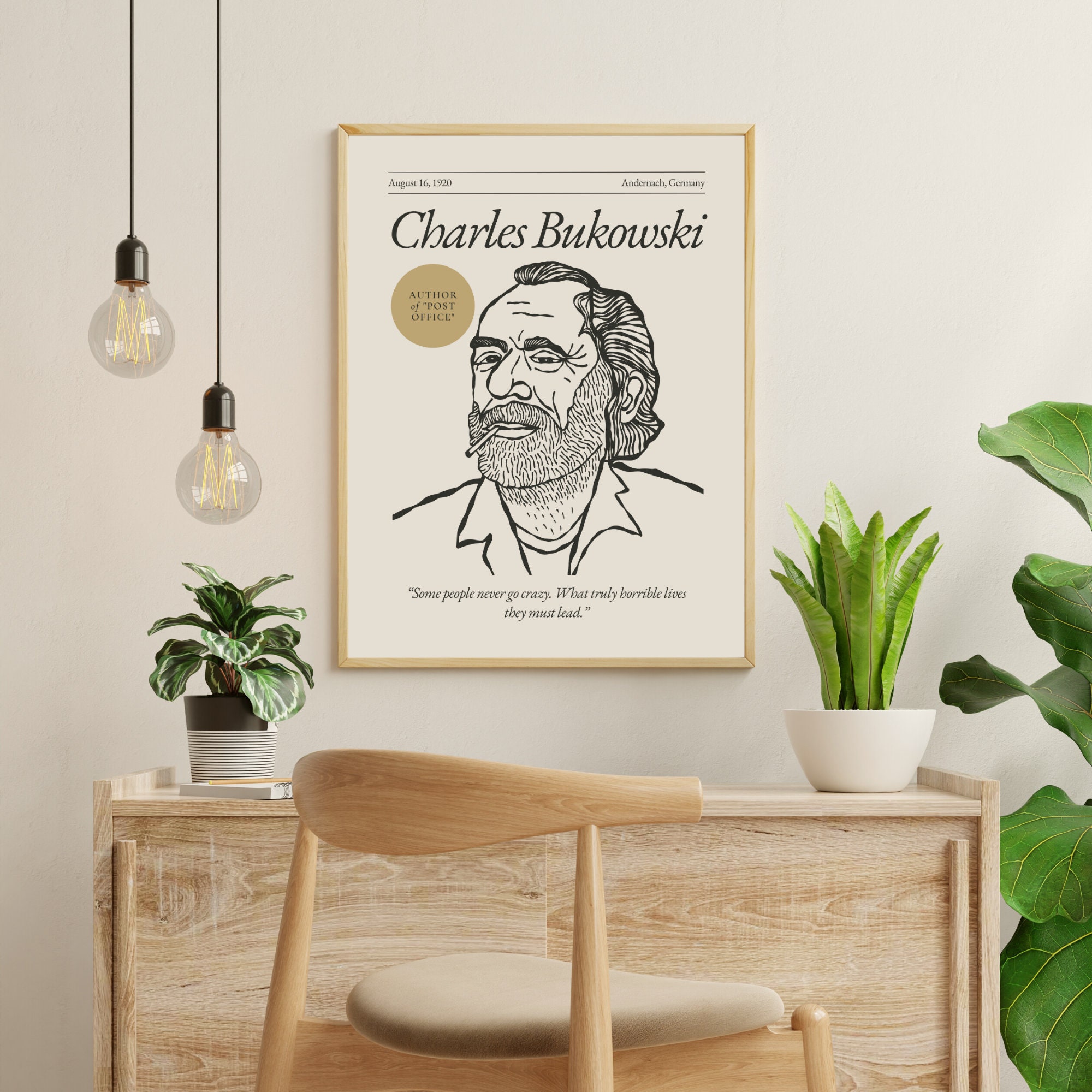 Charles Bukowski Poster authors Series, Wall Art for Poet, Literary ...