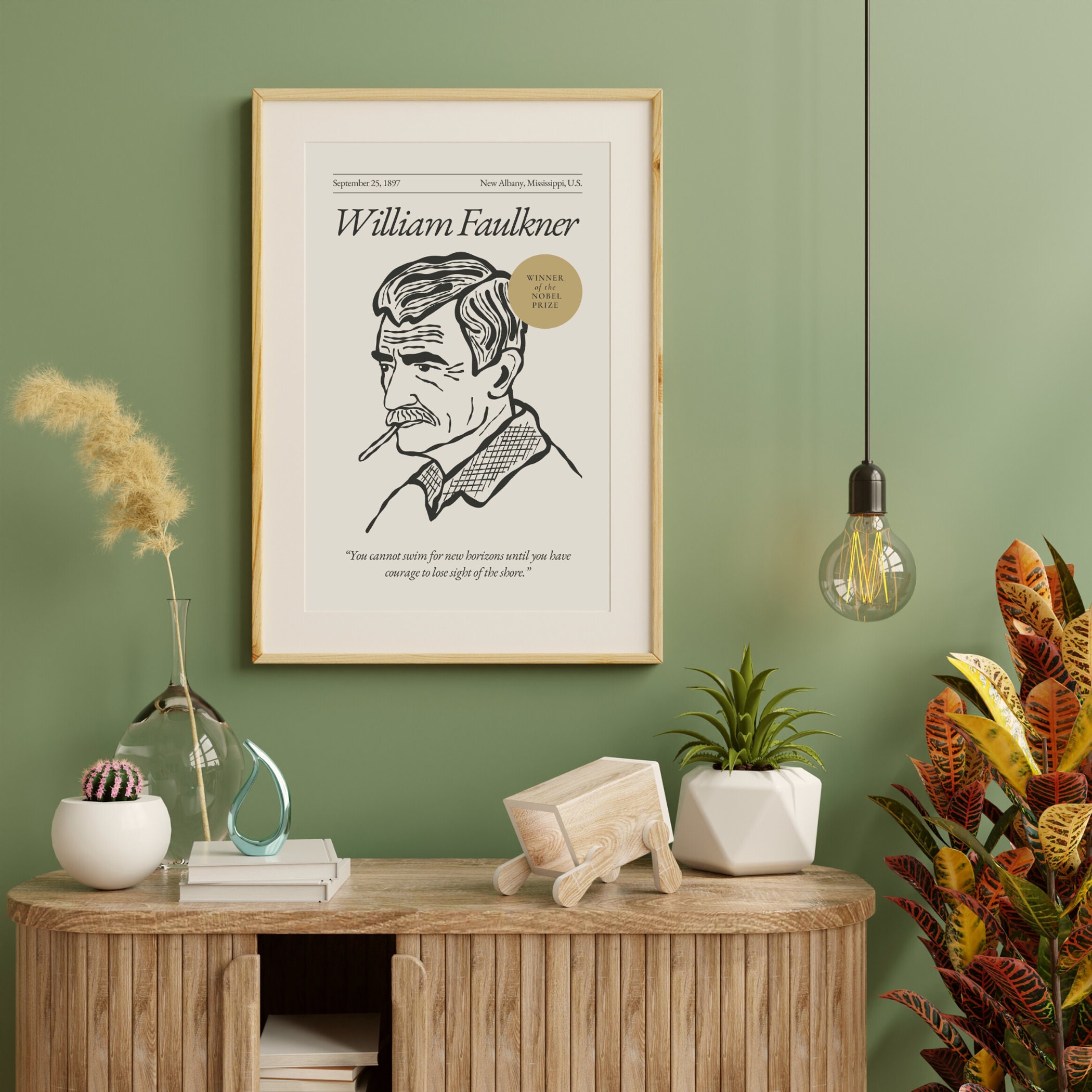 William Faulkner Poster authors Series, Writer Aesthetic Wall Art ...