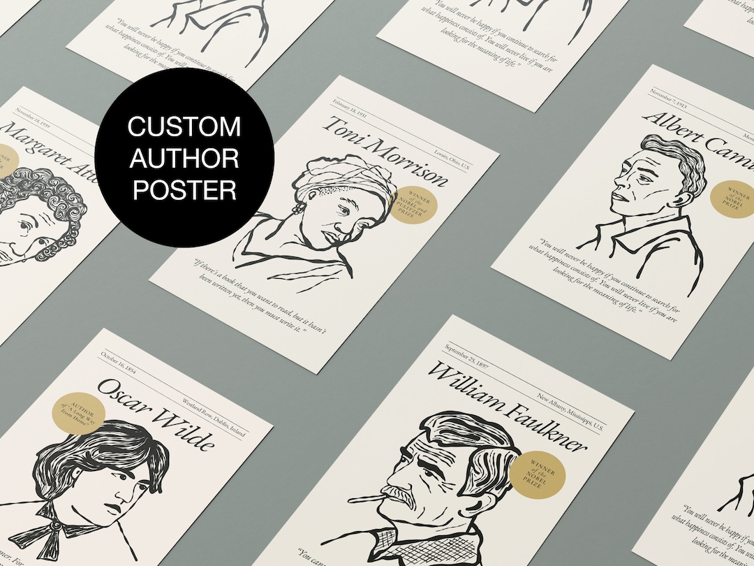 Custom Author Portrait Poster: Literary Gift (digital File) - Etsy