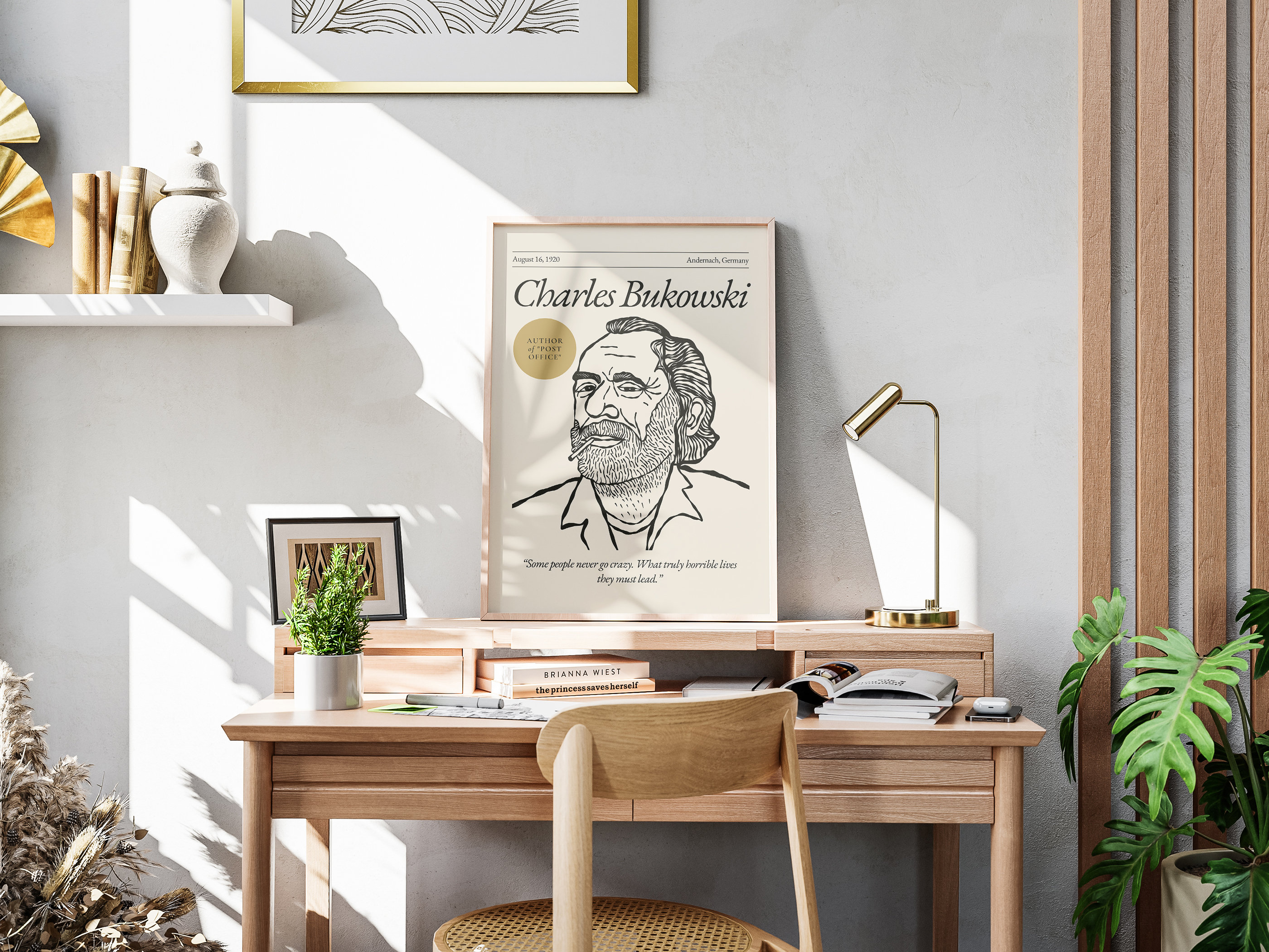 Charles Bukowski Poster authors Series, Wall Art for Poet, Literary ...